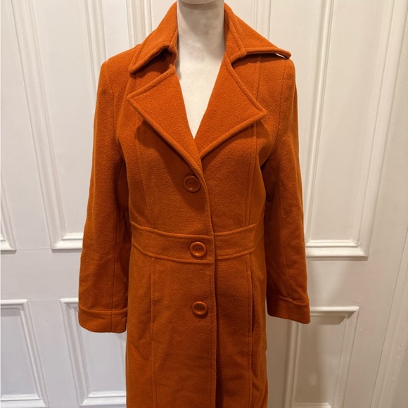 Jackets & Coats | Orange Wool Coat | Poshmark